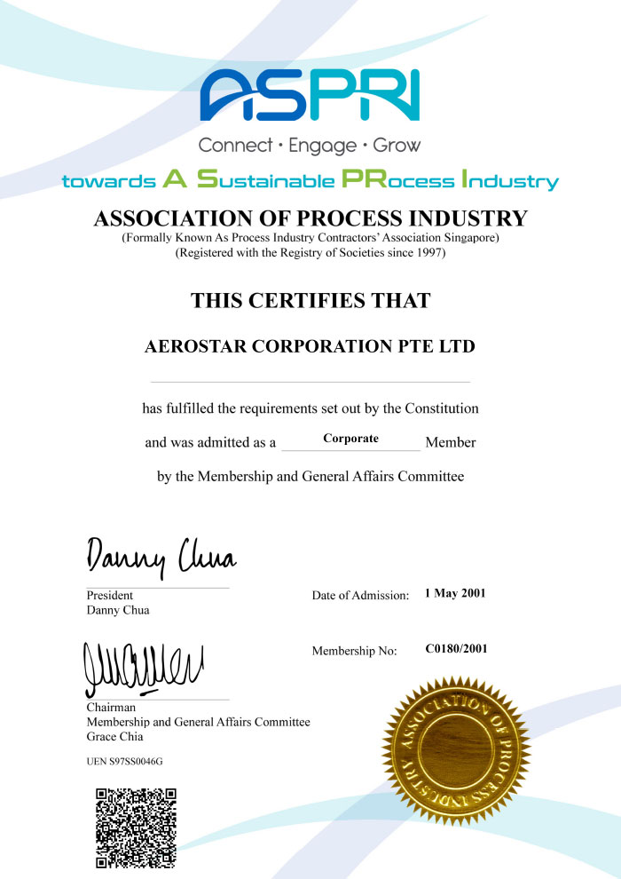 Certifications & Quality Standards | Aerostar Corporation Singapore